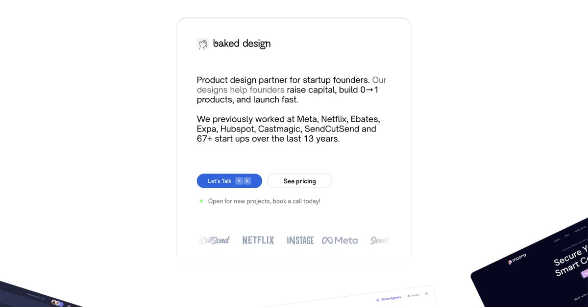 Baked Design — One Page Website Award