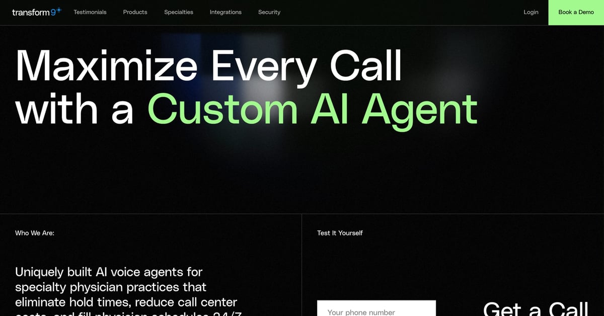 Transform9 - One Page Website Award