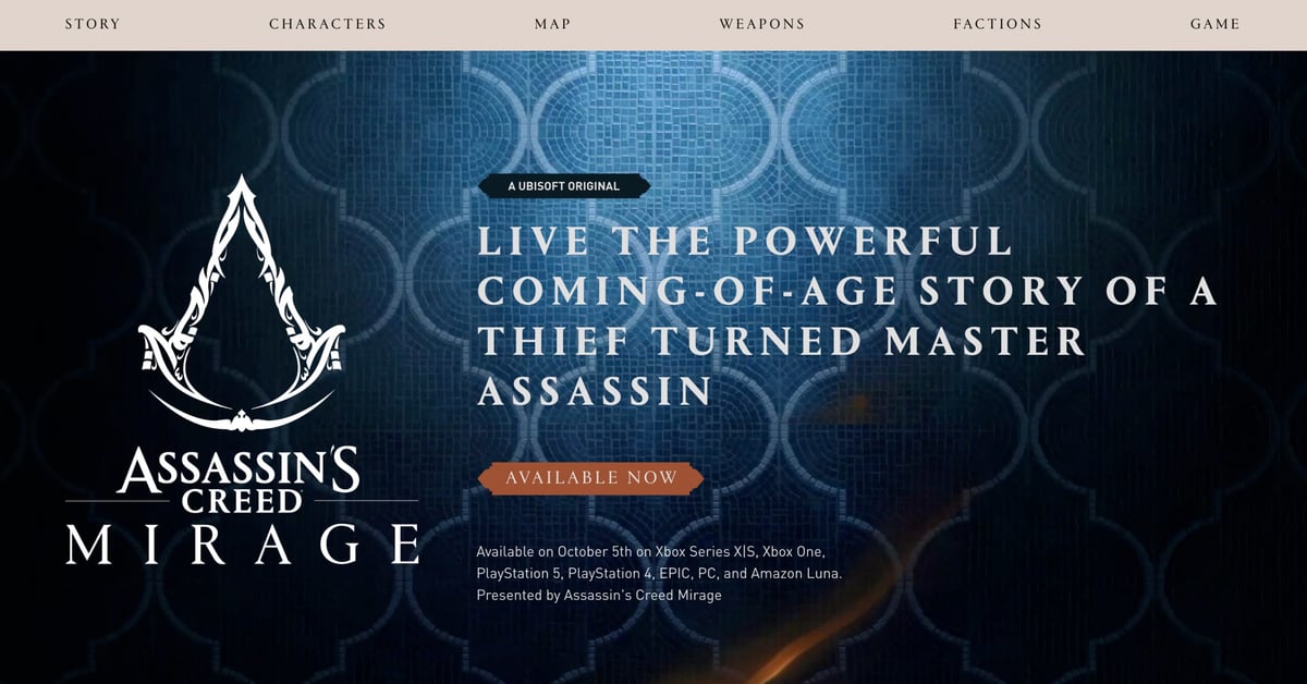 Assassins Creed Mirage - One Page Website Award