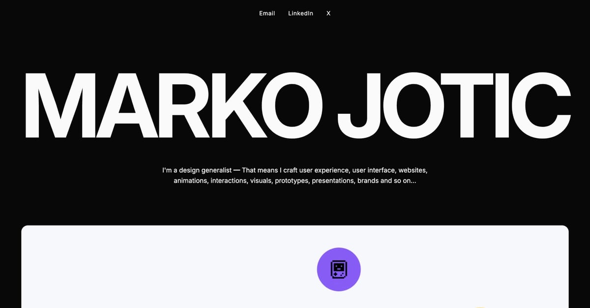 Marko Jotic — One Page Website Award