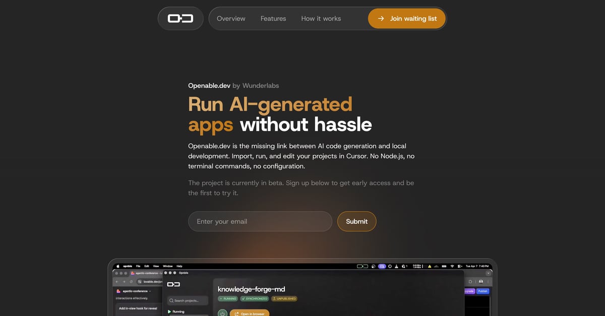 Openable — One Page Website Award