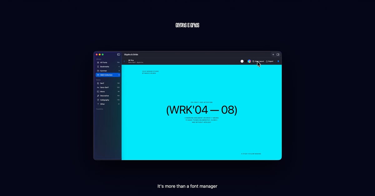 Glyphs & Grids — One Page Website Award