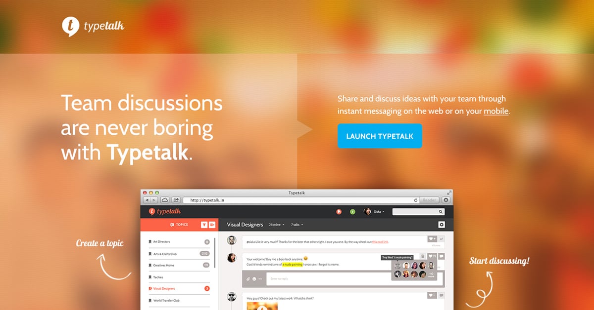 Typetalk — One Page Website Award