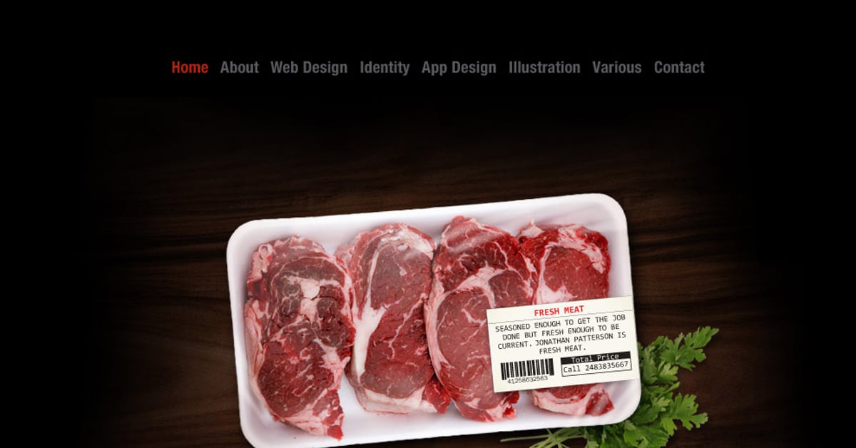 Fresh Meat — One Page Website Award