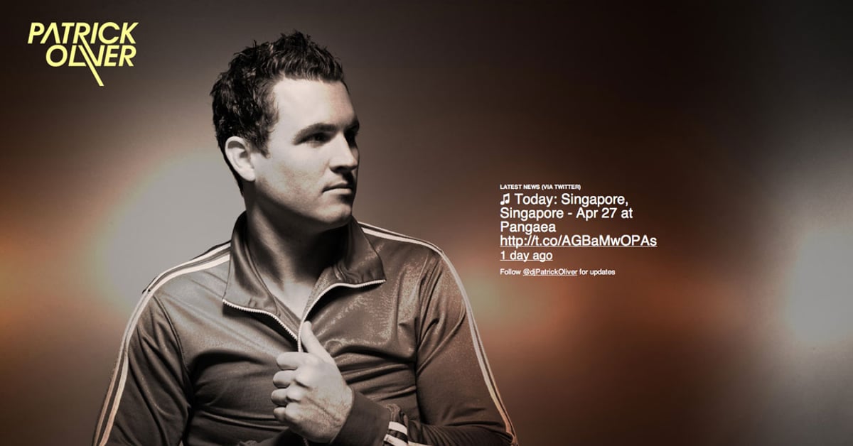 DJ Patrick Oliver — One Page Website Award