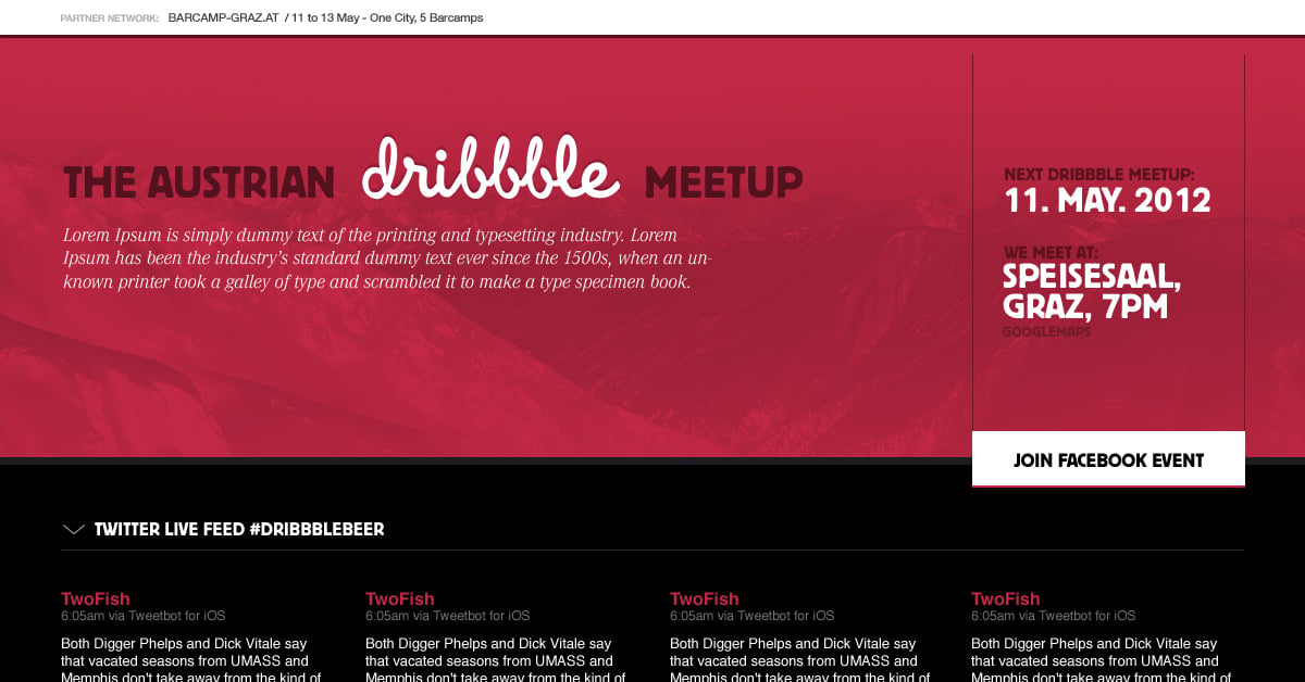 Austrian Dribbble Meetup — One Page Website Award