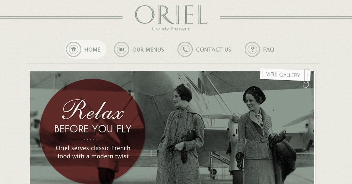 Oriel Restaurants — One Page Website Award