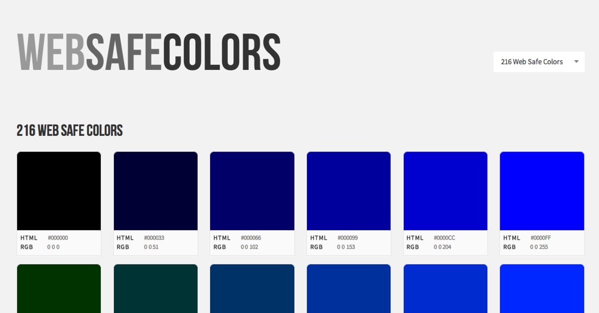 Web Safe Colors — One Page Website Award